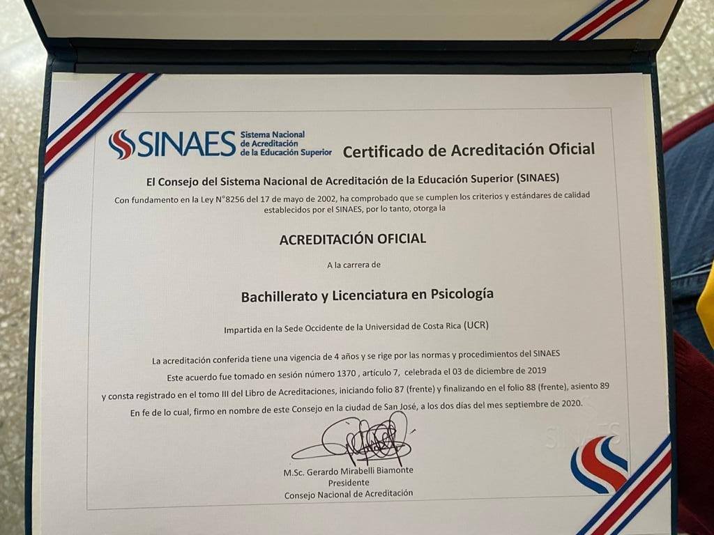 Carrera acreditada ante SINAES 2019-2023 | Portal UCR SO